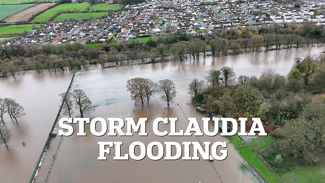 Drone video reveals extent of Storm Claudia flooding in Cumbria