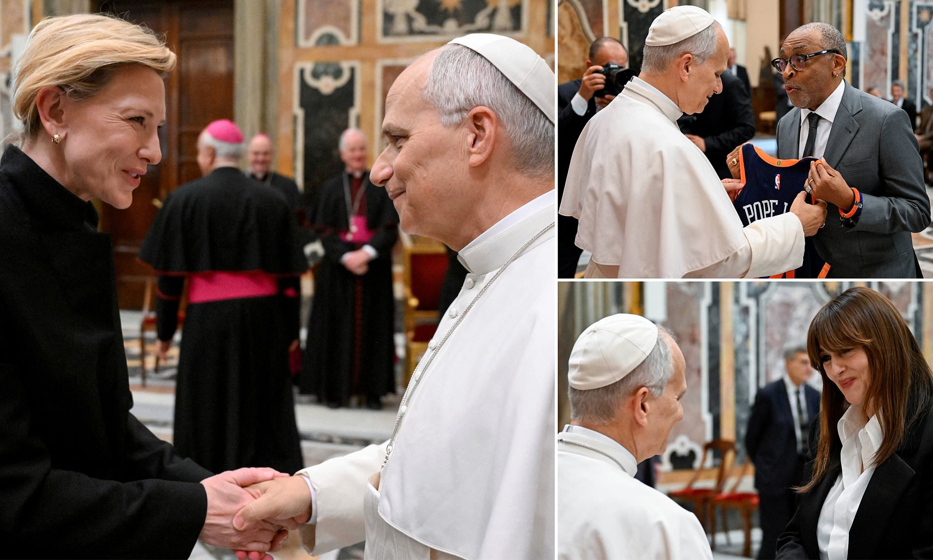 Pope gets New York Knicks basketball jersey as he meets Spike Lee ...
