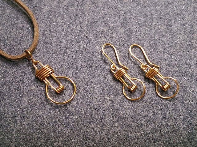 Earrings and pendants light bulb - handcrafted copper jewelry 231