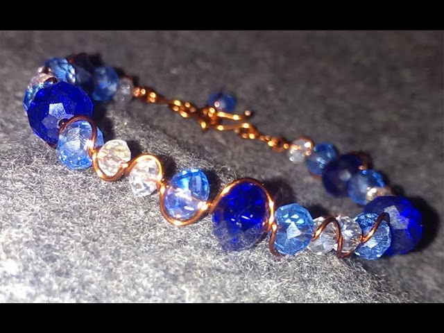 Simple bracelet with blue crystals - Handmade jewelry tutorials 93
