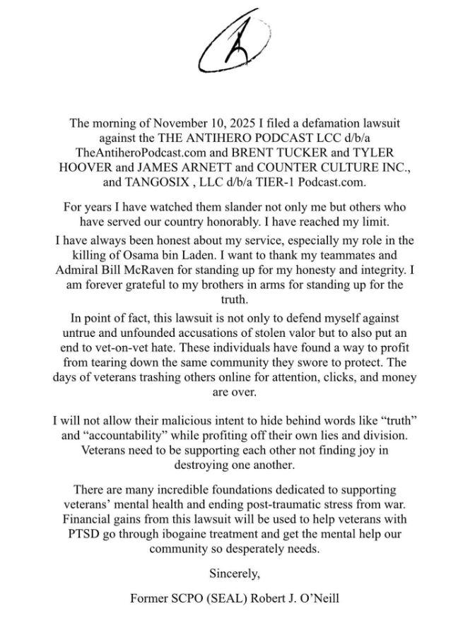 Rob O’Neill Strikes Back: The SEAL Who Killed Bin Laden Sues Podcast ...