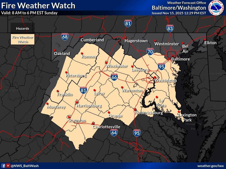 Strong Winds Prompt Fire Watch In 7 Maryland Counties