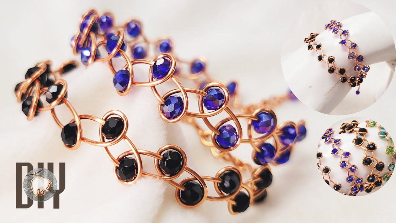 Simple knot bracelets | crystal | tutorial | bead and copper wire ...