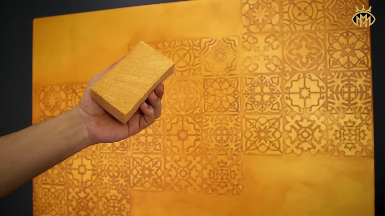 Stunning textured gold wall art: multi-layered painting & distressed ...