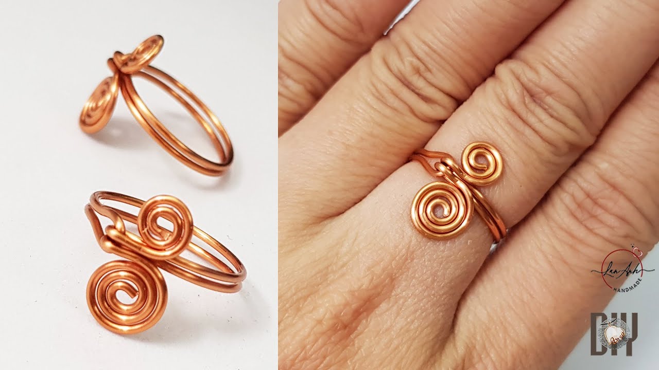 Asymmetric spiral ring inspired by Egyptian coil from copper wire 477