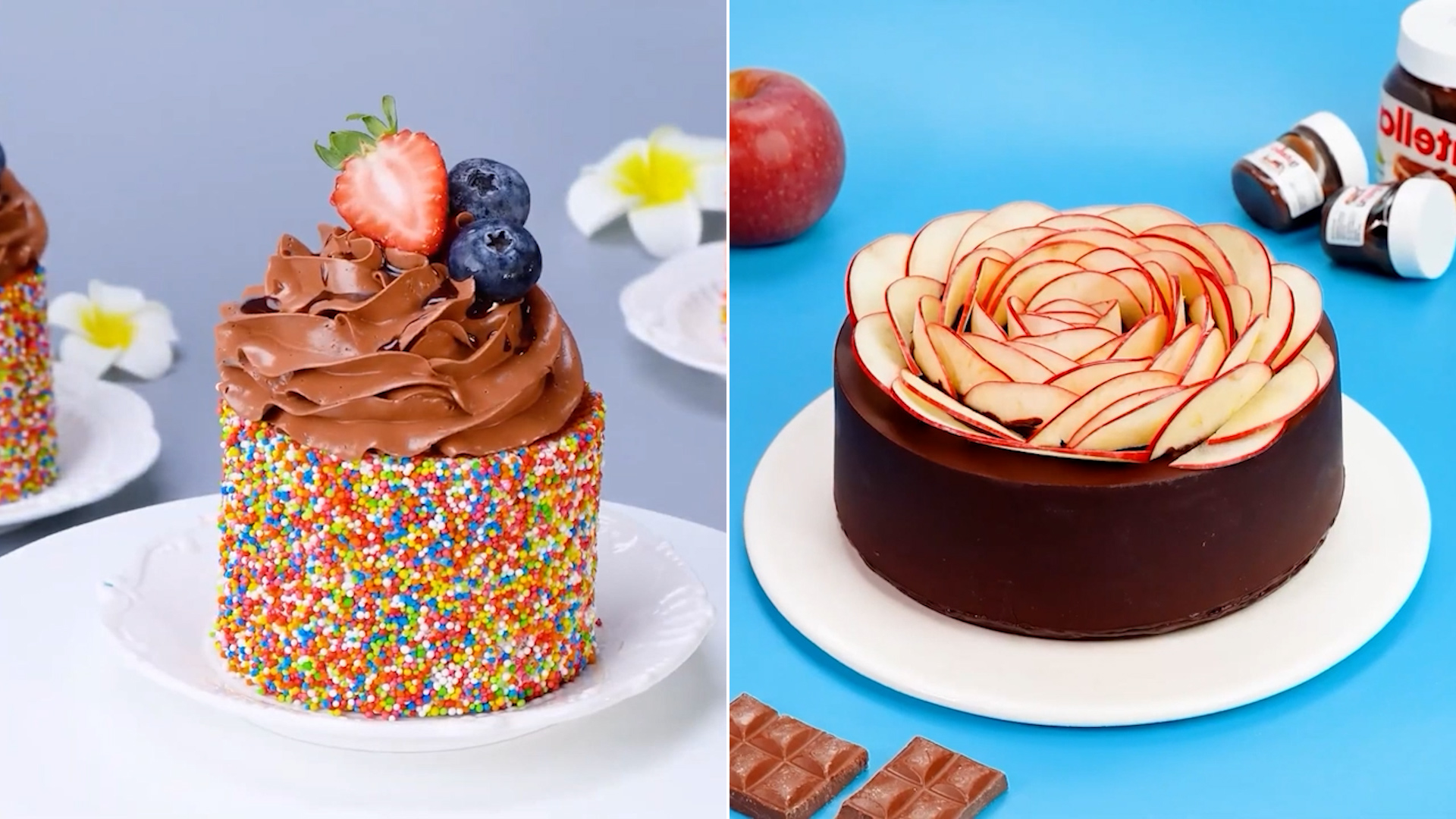 Chocolate Sprinkle Cup & Elegant Apple Rose Cake
