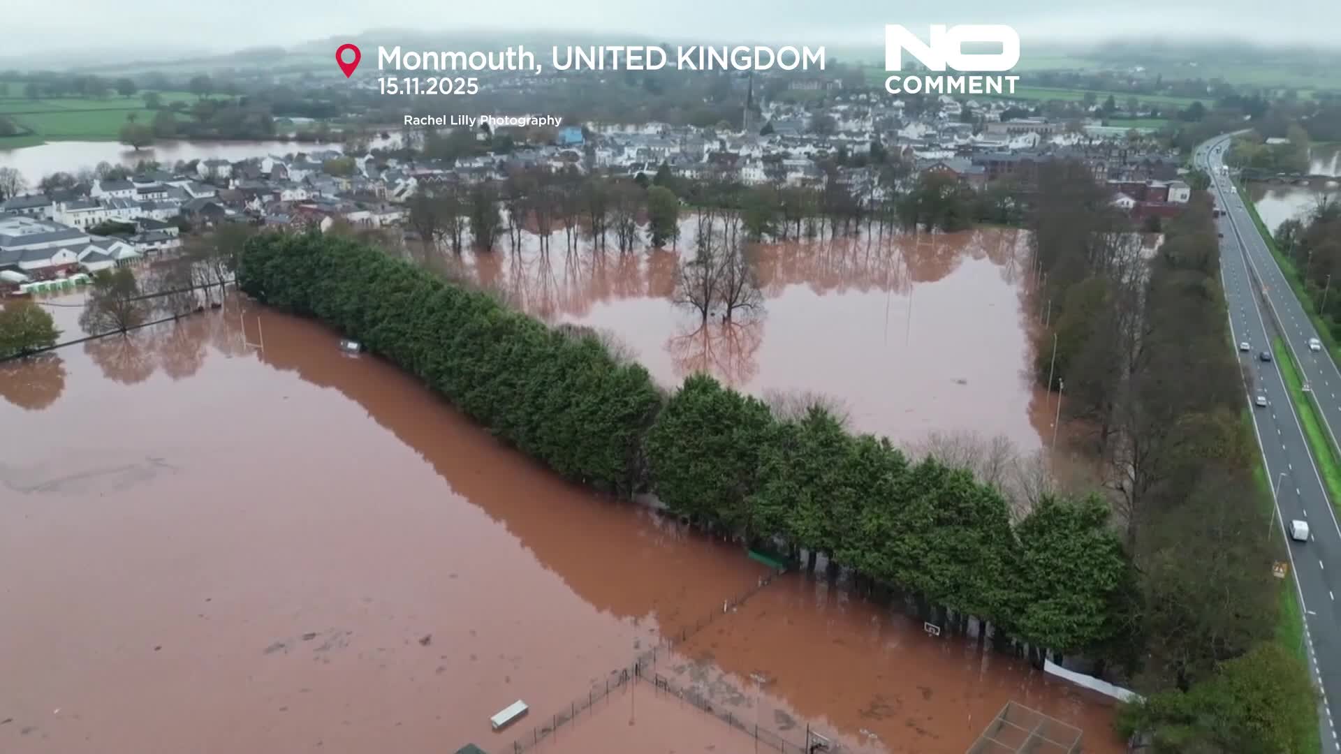 Aerial video shows Storm Claudia flooding Monmouth: Large parts of ...