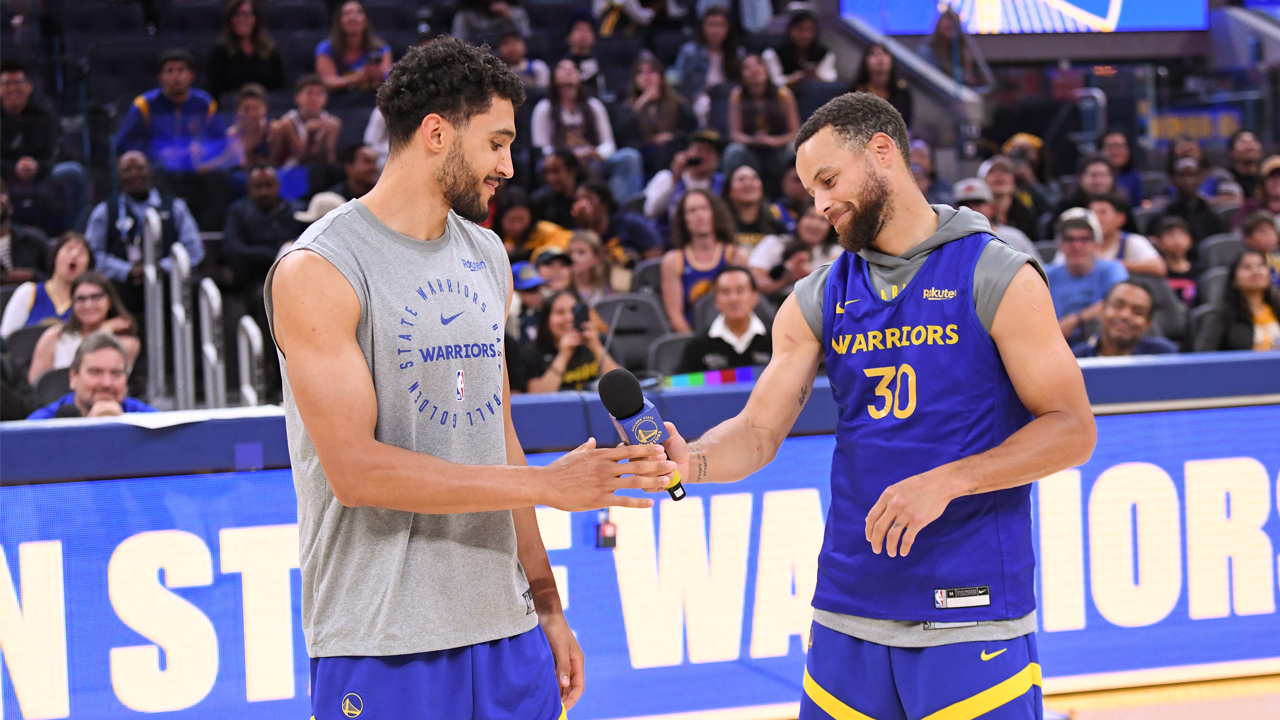 Jackson Rowe gives hilarious locker room speech after Steph Curry's big ...