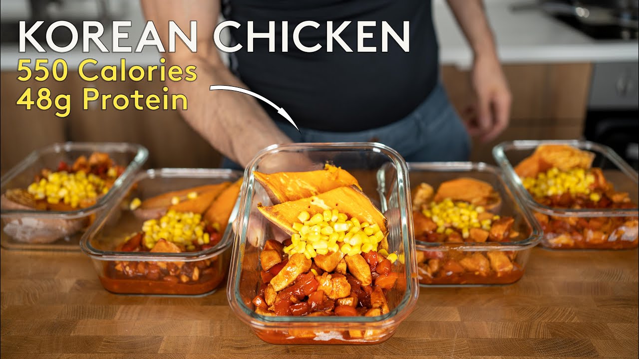Meal prep Korean chicken & sweet potato (low calorie high protein)