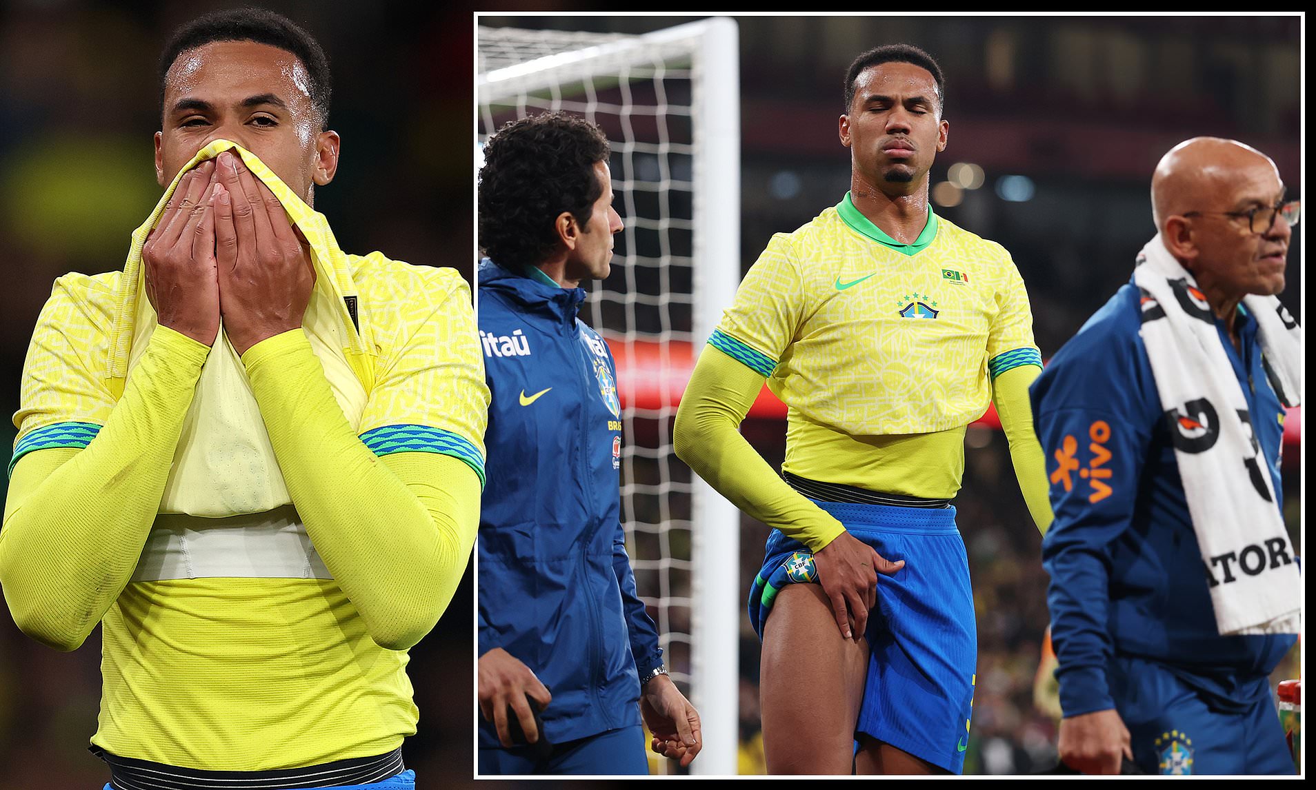 Arsenal injury scare as Brazilian star goes off with groin worry ...