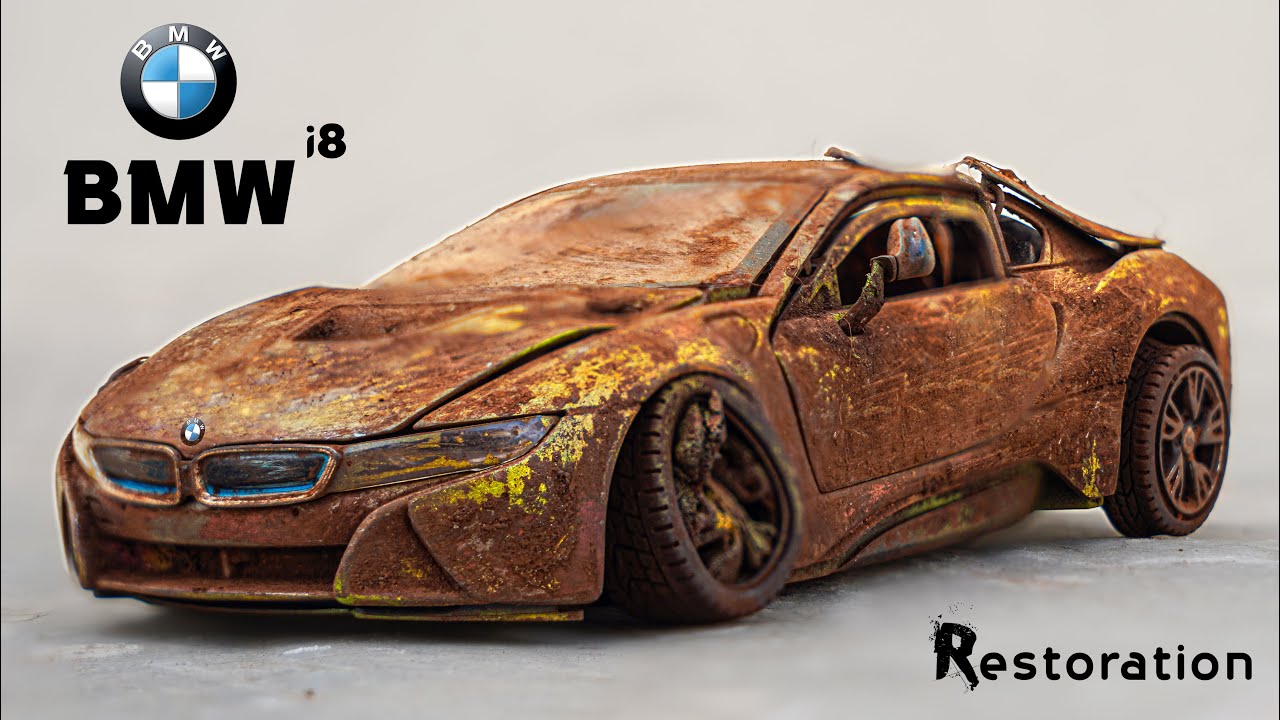 Abandoned BMW i8 model car restoration