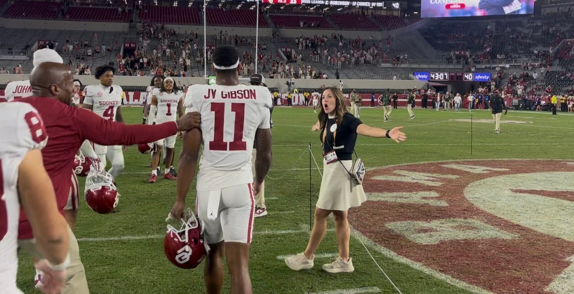 Oklahoma players argue with Alabama staffer after logo celebration: ‘Be respectful’
