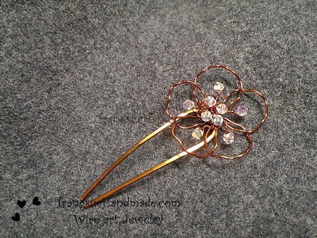 Apricot flowers hairpin - How to make wire jewelry 126
