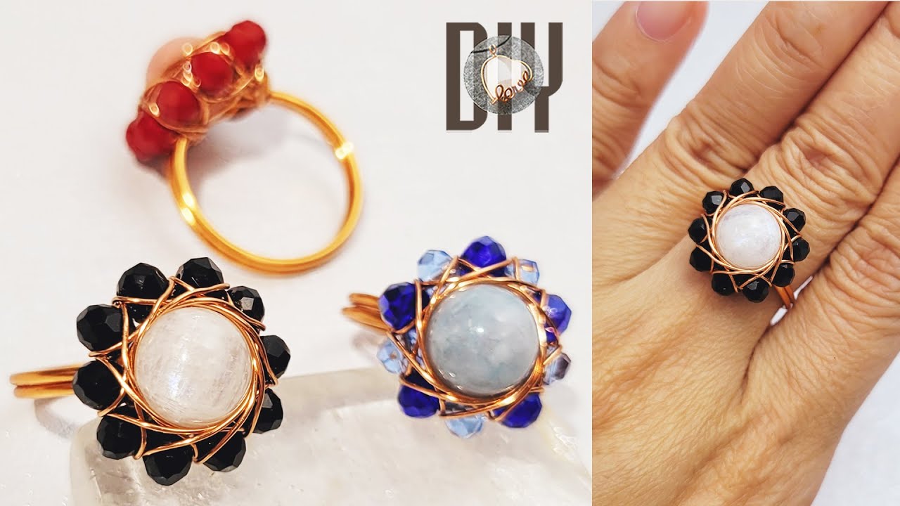 Wire ring jewelry making tutorials | Flower ring | Bead jewelry 1012
