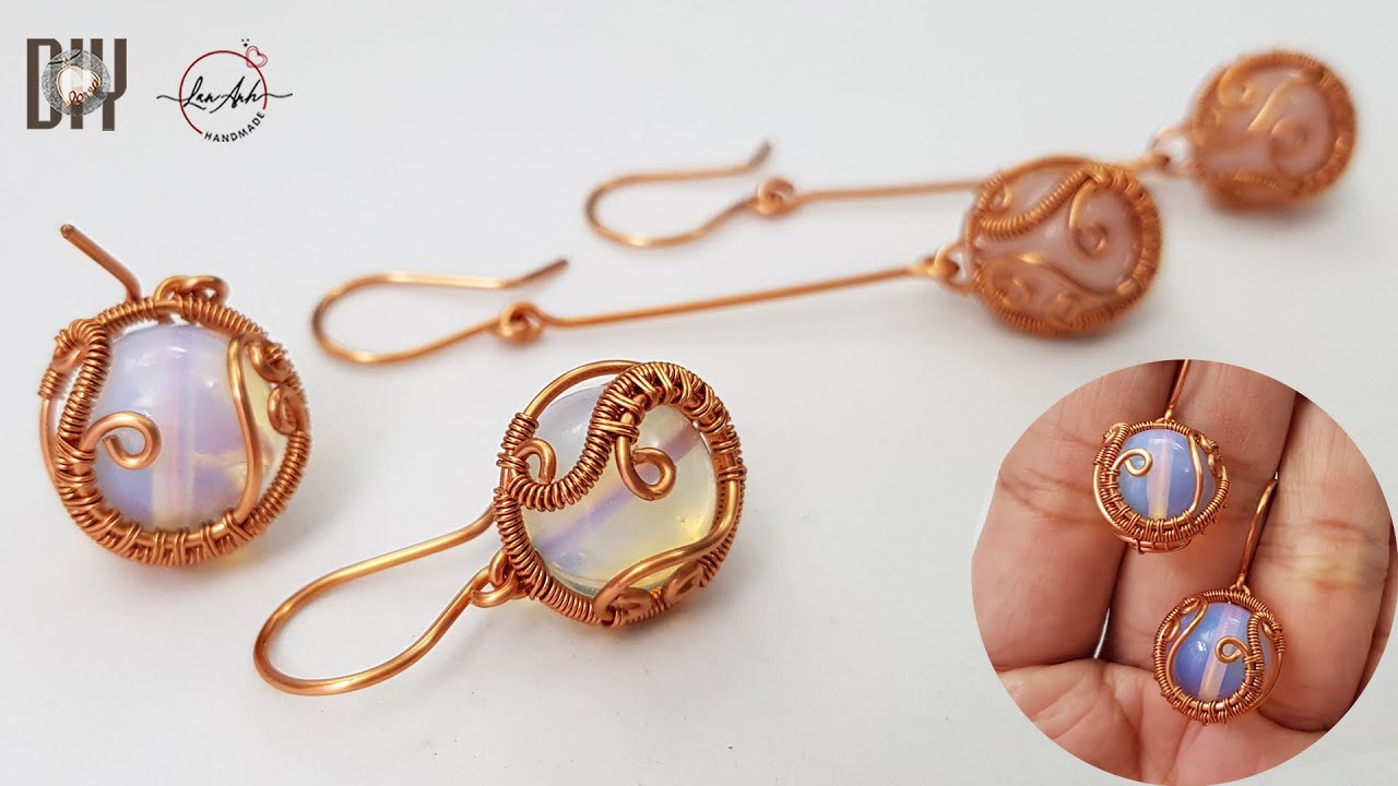Earring inspired by sea waves with spherical stone - How to make ...