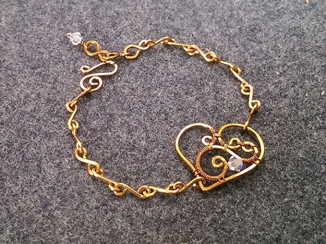 DIY copper heart bracelet - How to make wire jewelry 176