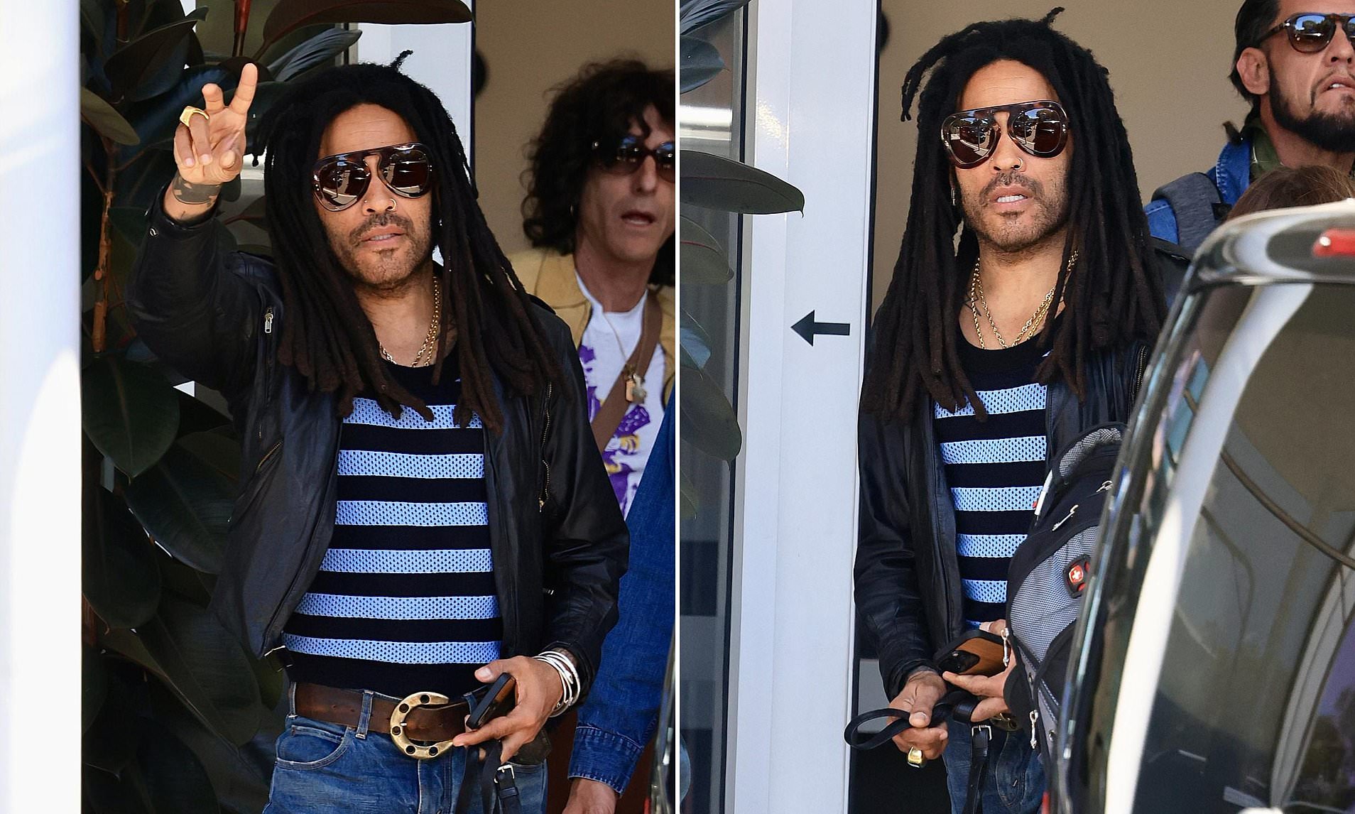 Lenny Kravitz showcases his rock star charm as he touches down in ...