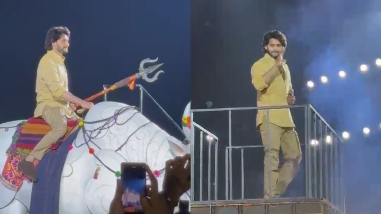 Watch Mahesh Babu's grand electric-bull entry at Varanasi event