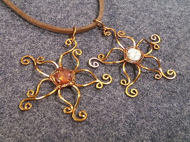 Cute flower pendant - How to make wire jewelry 213