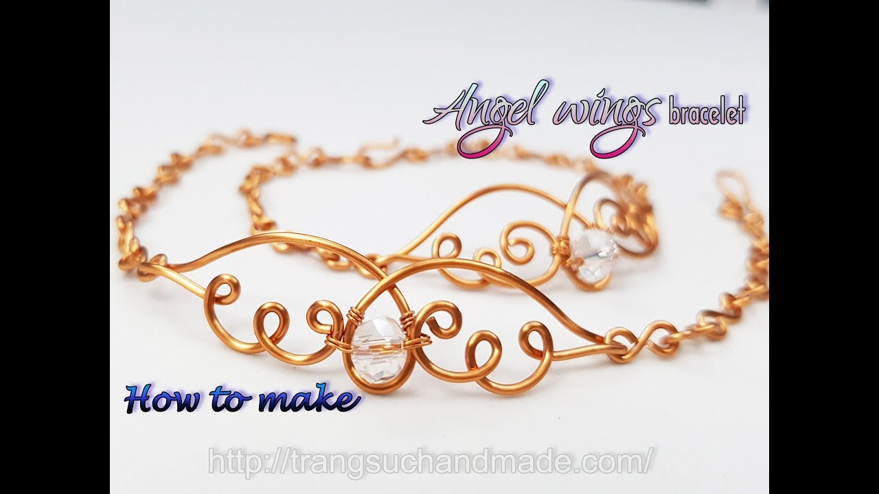 Angel wings bracelet - simple jewelry for Christmas from copper wire 432