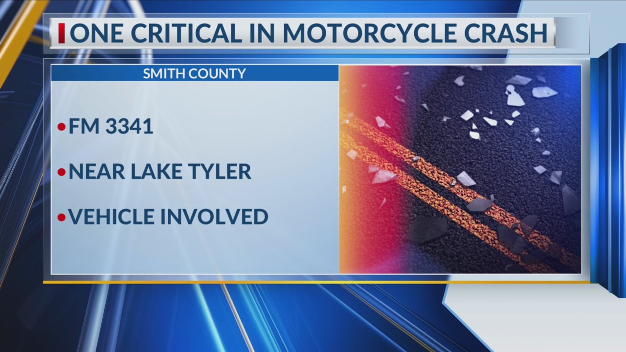 1 in critical condition after motorcycle vehicle crash near Lake Tyler