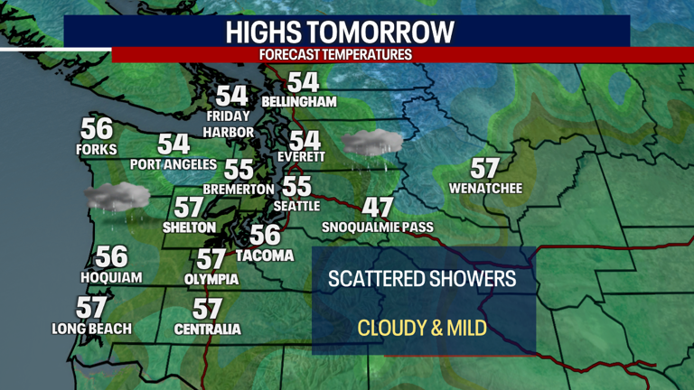 Seattle Weather: Scattered showers and clouds Sunday