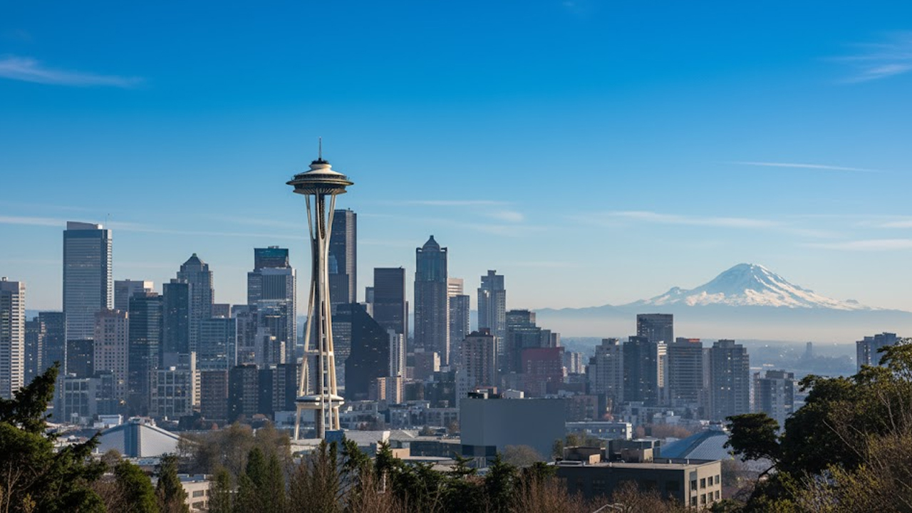 Aerial Views Around the Space Needle Seattle