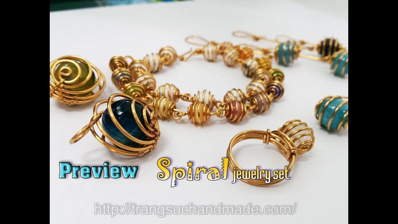 Preview spiral jewelry set with spherical stone - Simple jewelry from ...