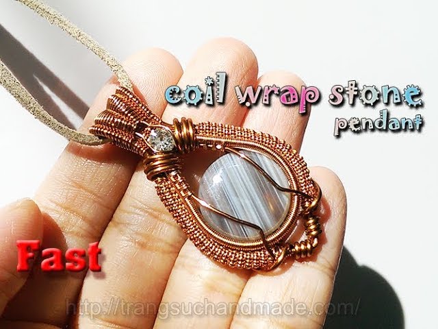 Coiled coil pendant with stone no holes - Fast version 284