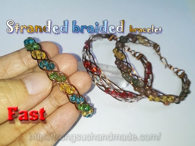 Stranded braid bracelet cuff with bead - DIY wire bracelet - Fast version 304