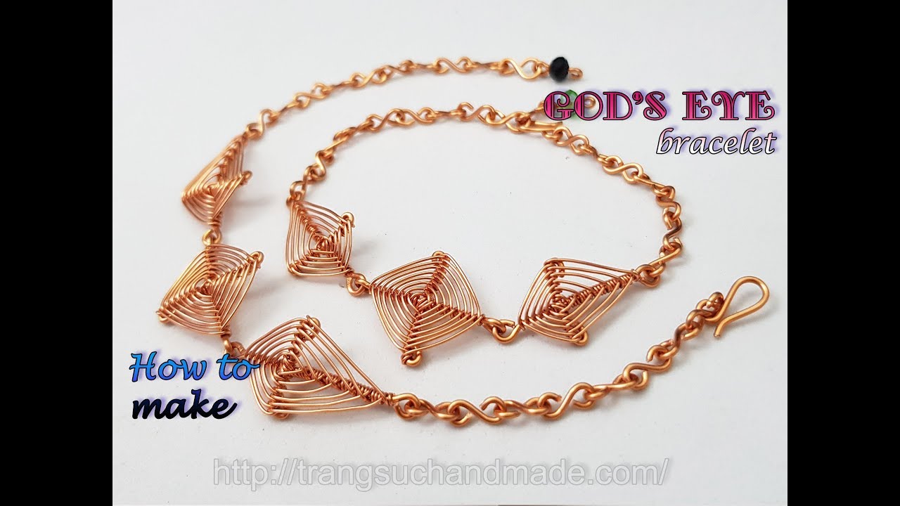 Bracelet inspired "God's eye craft" - Handmade jewelry from copper wire 496