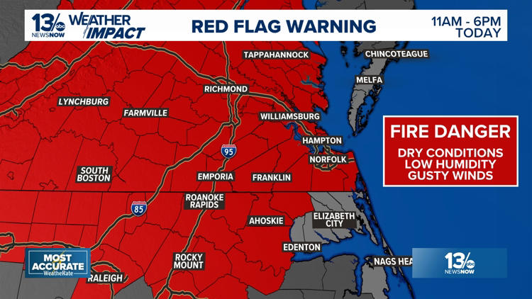 Fire risk increased Sunday in Virginia, NC amid low humidity and breezy ...