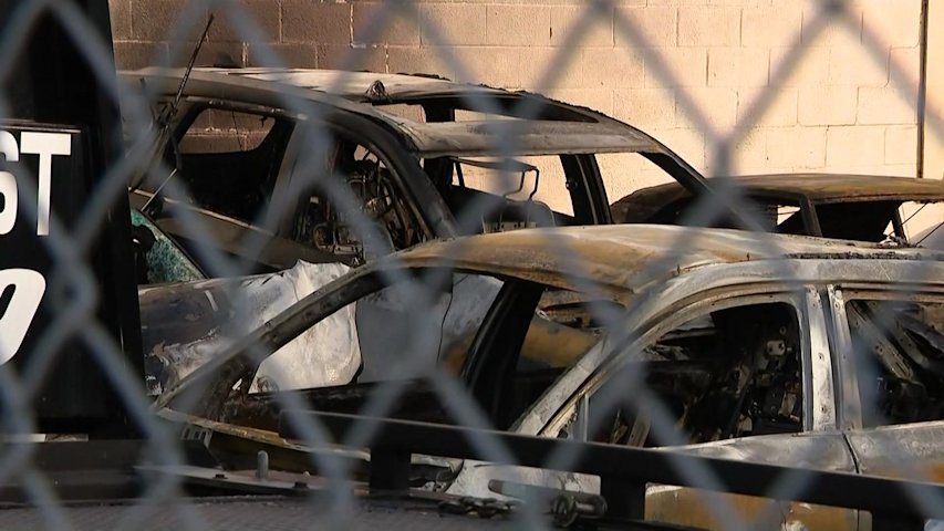 Fire at Copiague auto body shop destroys multiple cars