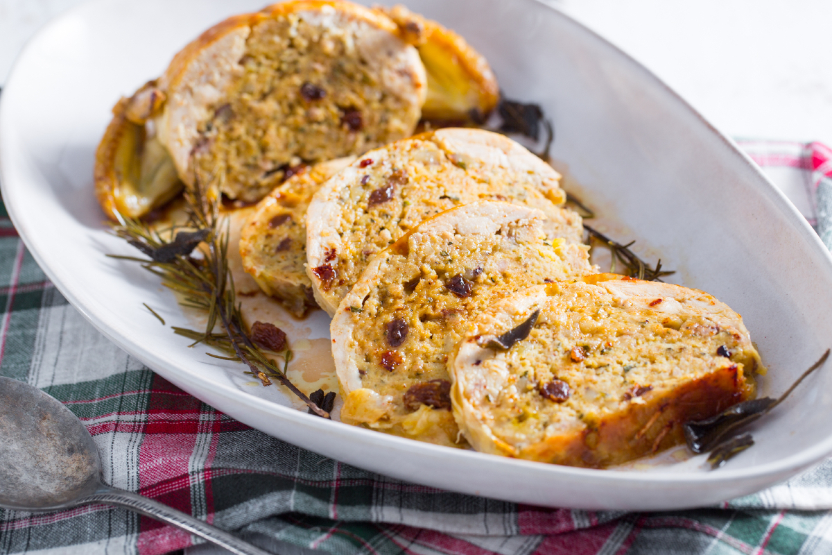 Festive stuffed cockerel