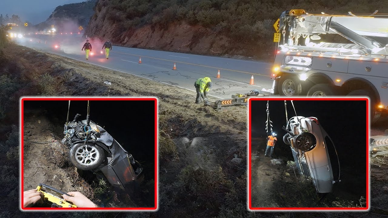 BMW and Honda Plunge Off Cliff in Foggy Rescue Mission