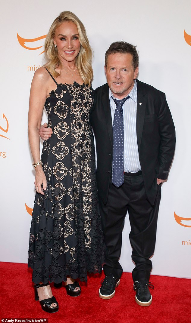 Michael J. Fox with his wife and all four of their kids at Parkinson's ...