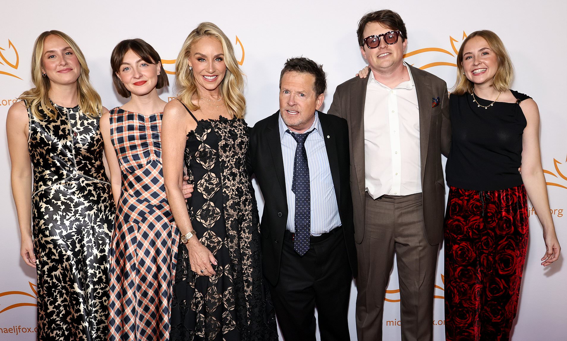 Michael J. Fox with his wife and all four of their kids at Parkinson's ...