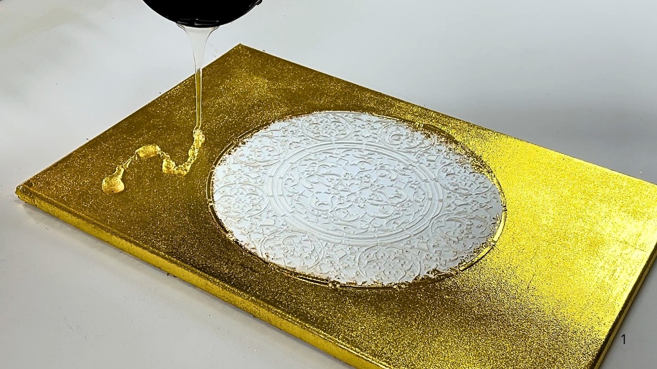 How to create an amazing abstract painting / gold cracks effect and ...