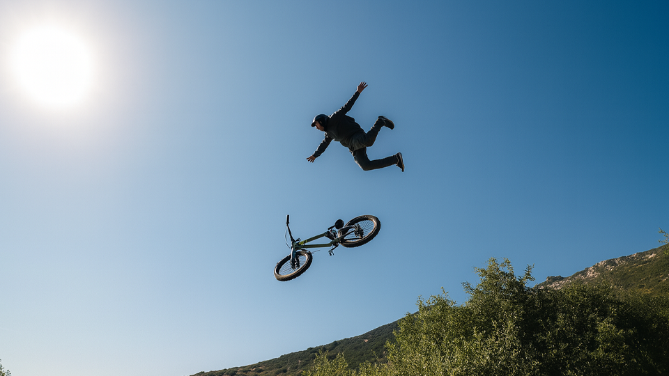 Bike Jump Into a Pond from 35 Feet
