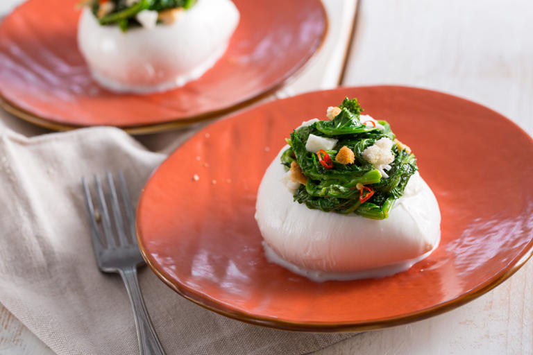 Stuffed Mozzarella with Turnip Greens