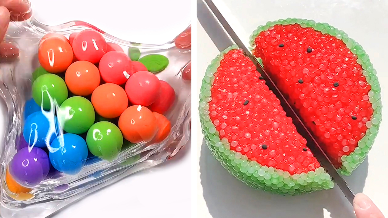 Sensación de slime con bolas y sandía de espuma