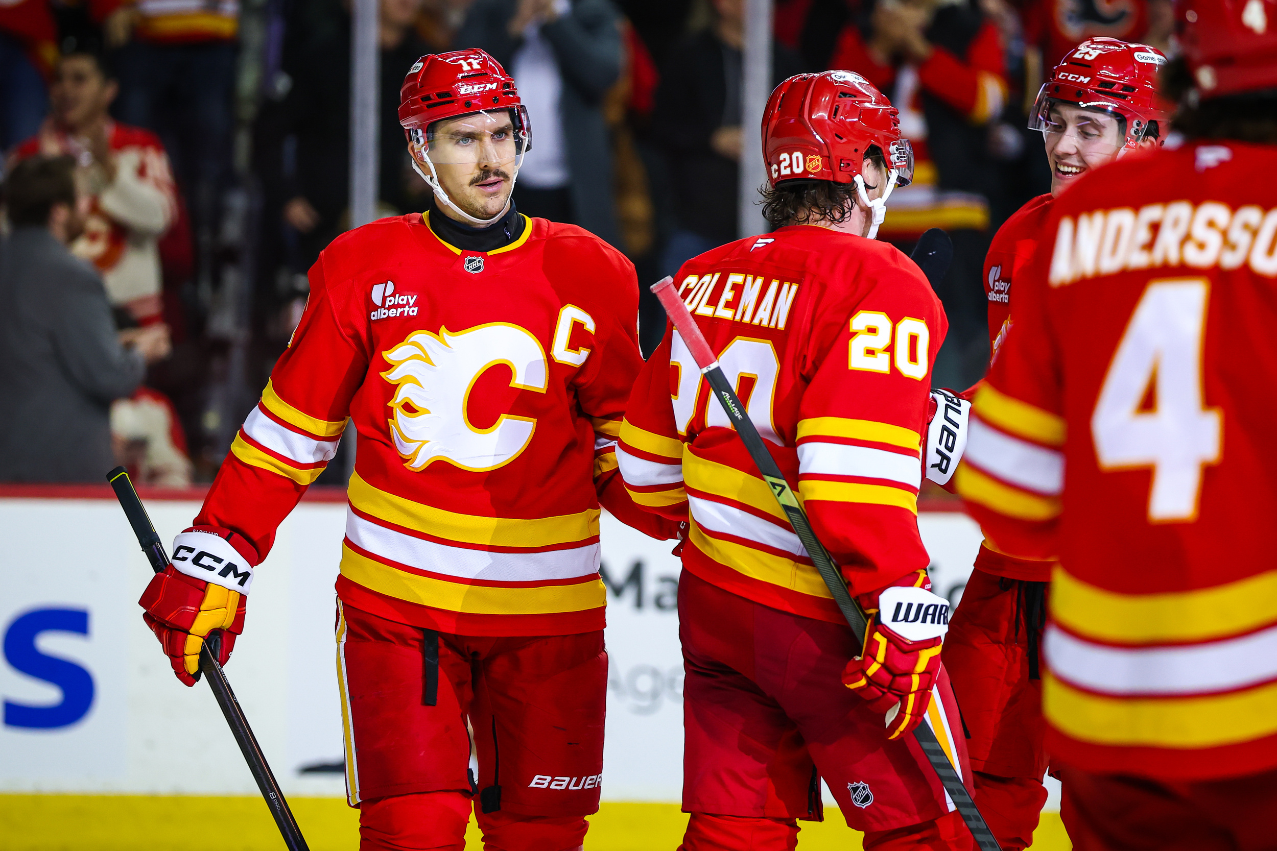 Flames rookie forward Sam Honzek leaves Saturday’s game after collision ...