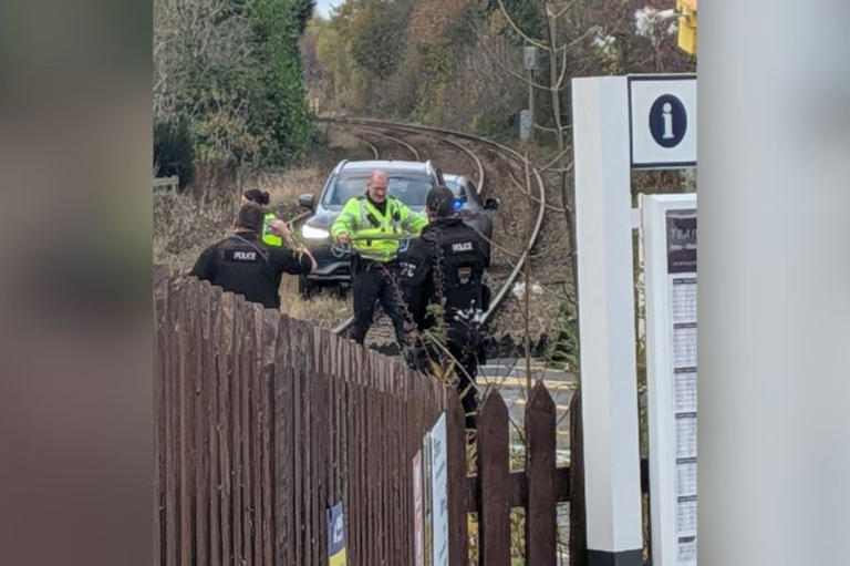 'Car on North Staffordshire train tracks' as road shut and police plane ...