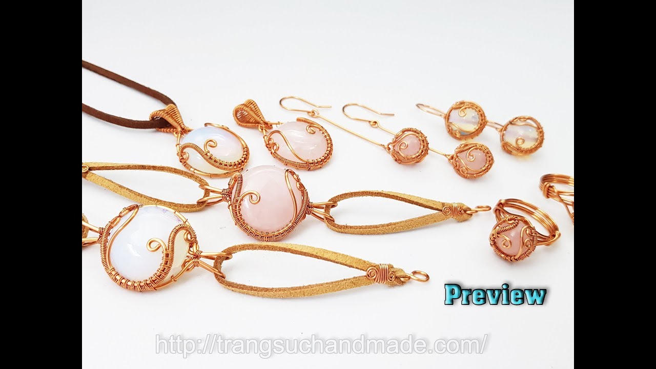 Preview jewelry set inspired by sea waves with spherical stone and half ...