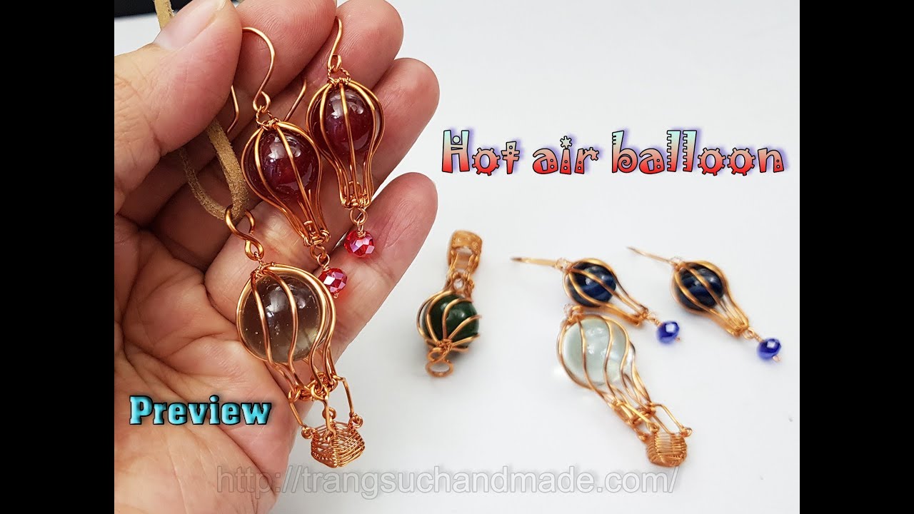Preview hot air balloon jewelry set with large spherical stones without ...