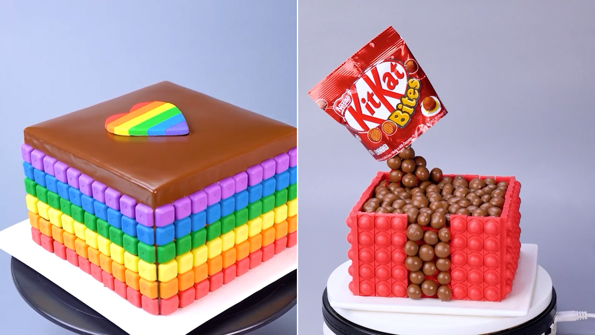 Rainbow Pop-It Cake & Floating KitKat Bites Cake