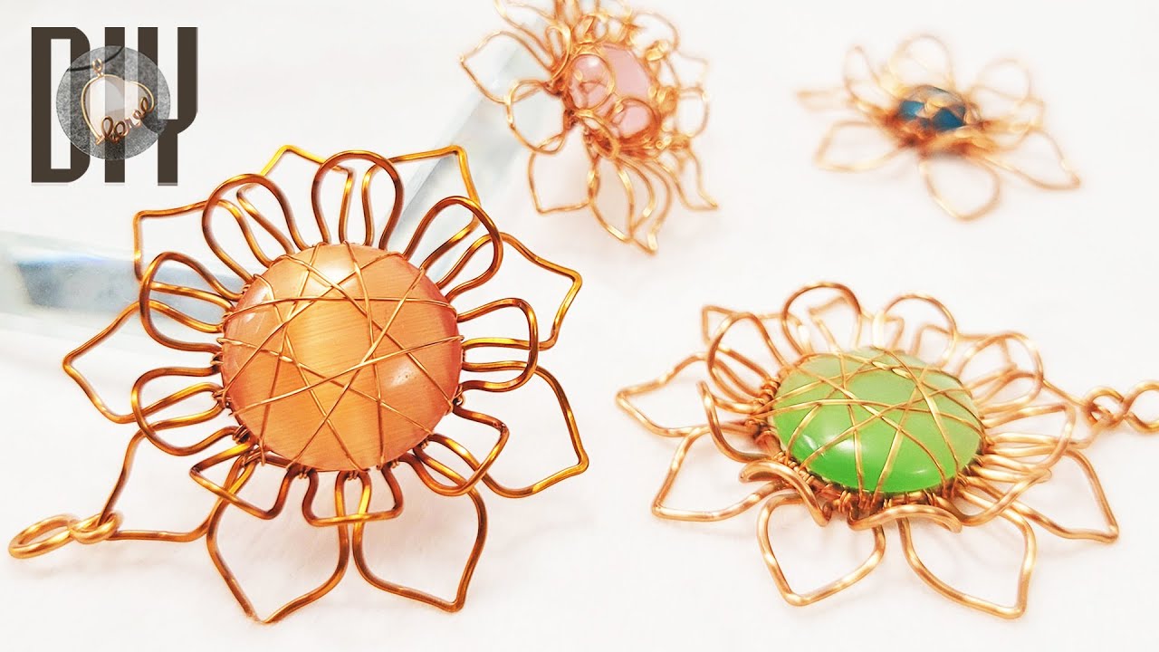 Flowers | Pendant | Wire wrap stones without holes | Round cabochon ...