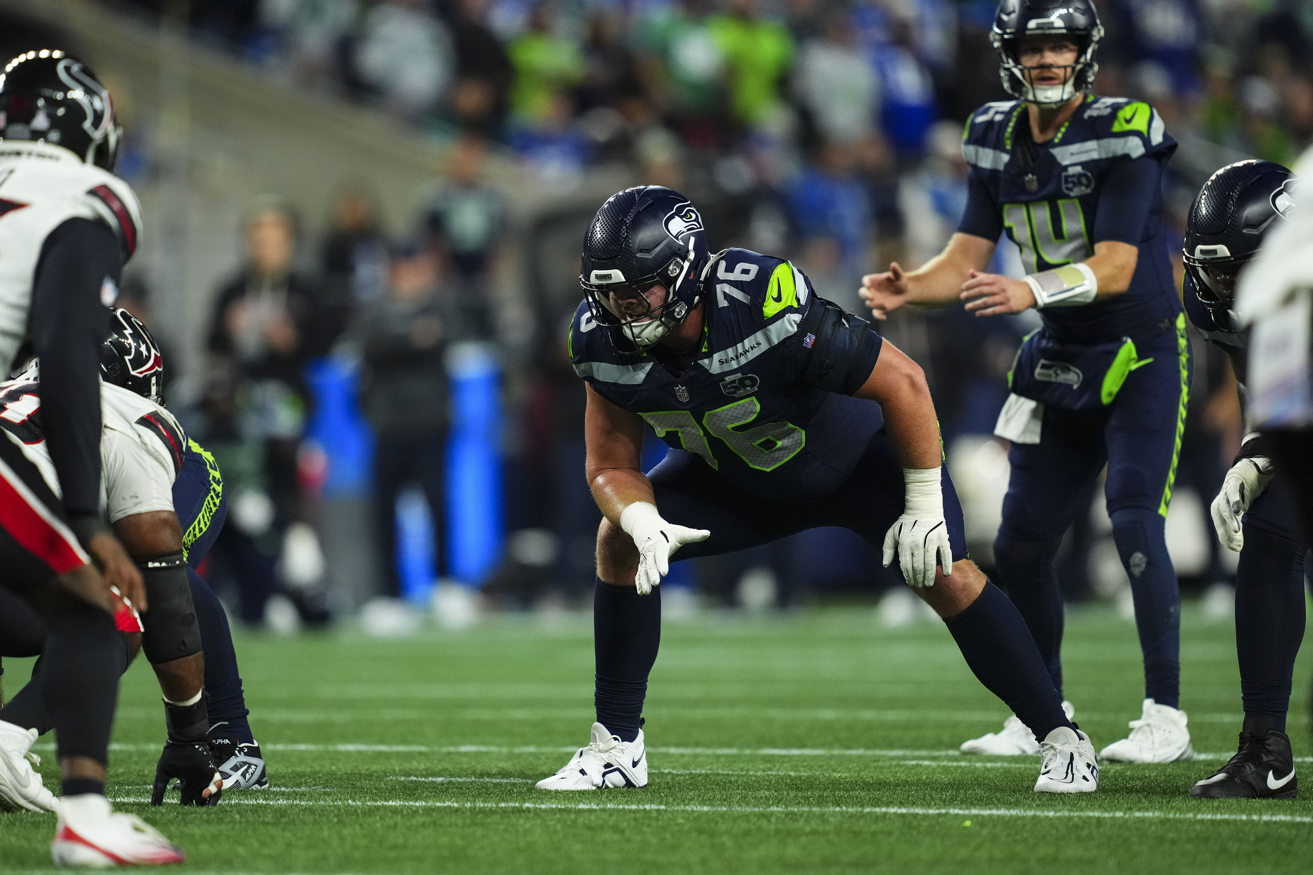 Grey Zabel out, Christian Haynes in for Seahawks final drive