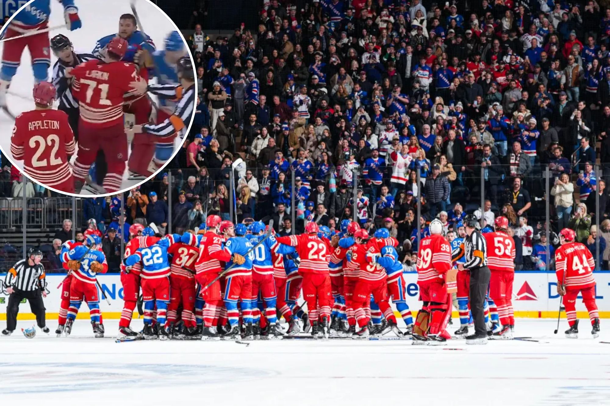 Livid Rangers goalie sparks benches-clearing fight with Red Wings after ...