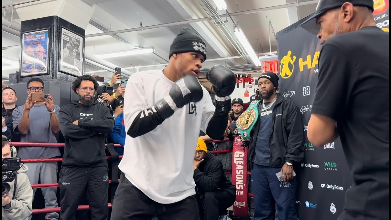 Devin Haney in rare form at his fight week media workout for Ryan ...